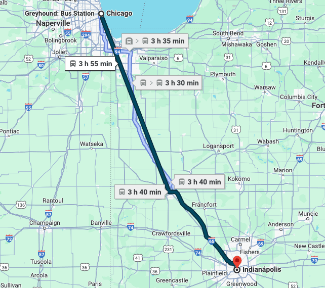 Chicago a Indianapolis en bus * [2025 ]